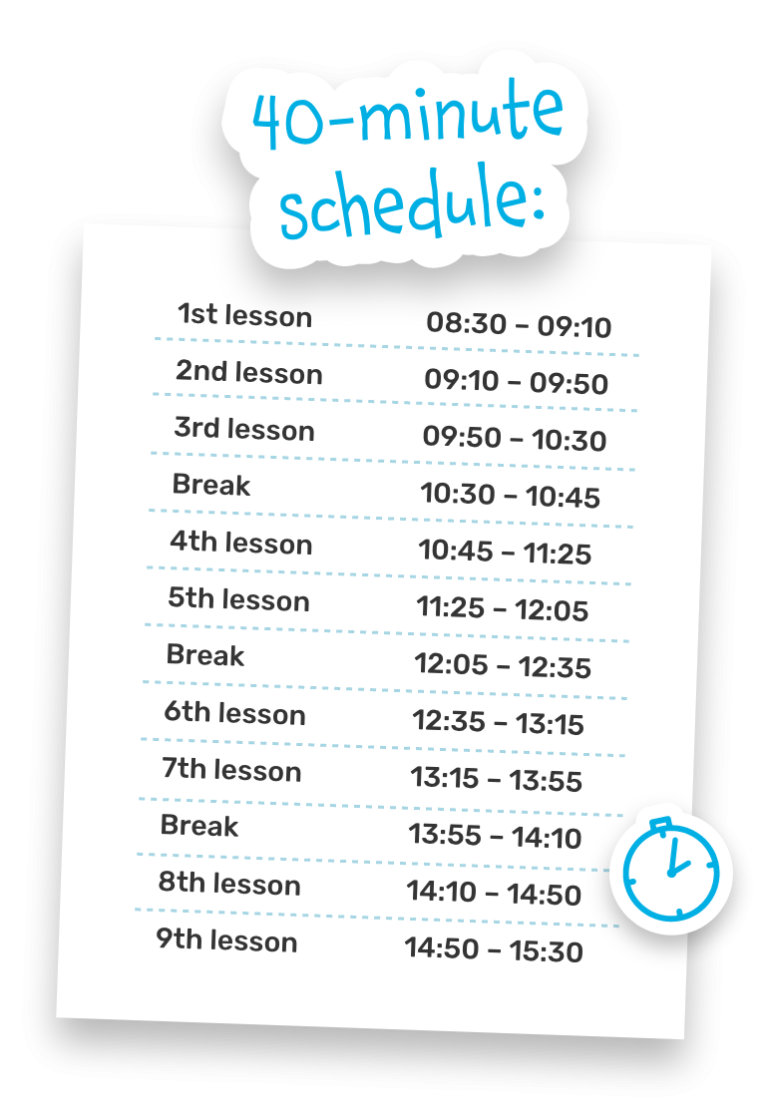 Timetable and Holidays - Sondervick International